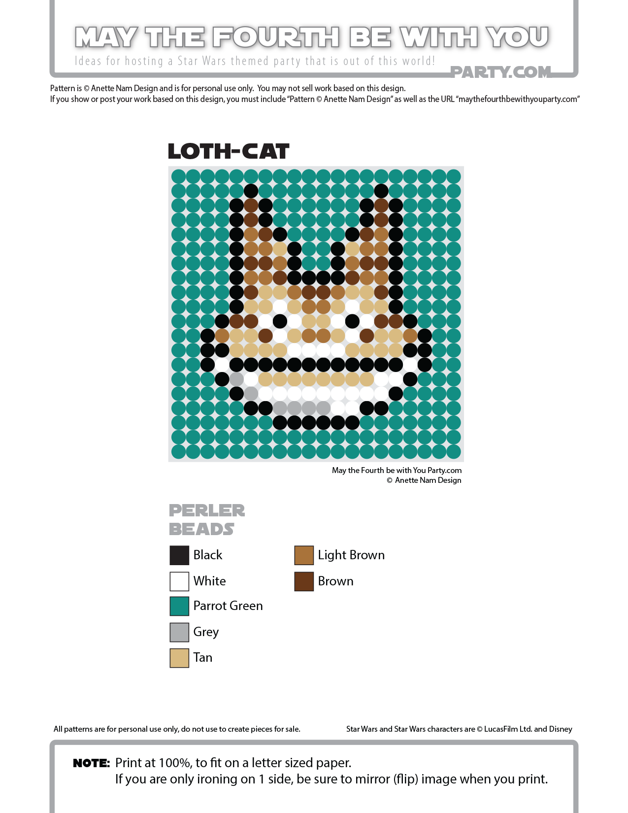 Loth-Cat Perler Pixel Pattern | May the Fourth be with You Party